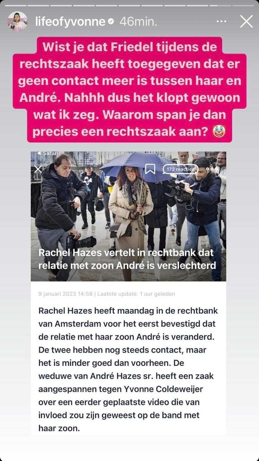 Yvonne Coldeweijer met verstomming geslagen na straffe uitspraak van Rachel Hazes | Redactie24